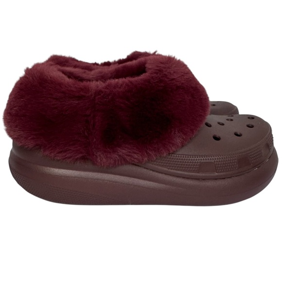 CROCS | Shoes | Crocs Womens Dark Cherry Classic Furever Crush Faux ...